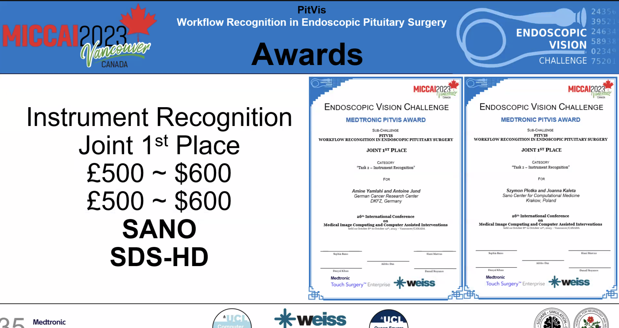 Sano PhD students won one of the challenges of MICCAI 2023 - Centre for Computational ...